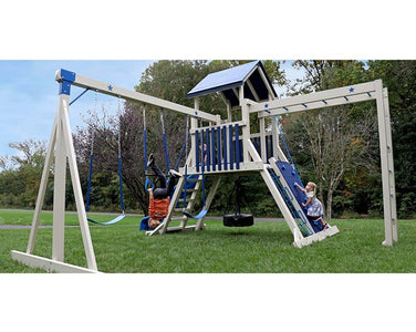Comet Vinyl Swing Set with Monkey Bars — AlignedPlay